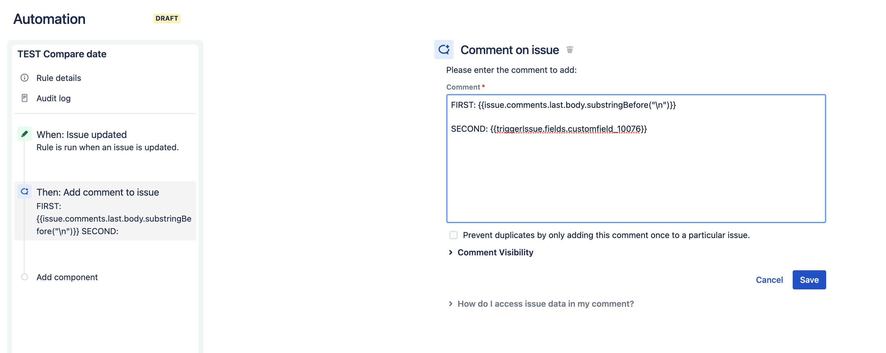 Solved: Comparing text having an email with a custom field...