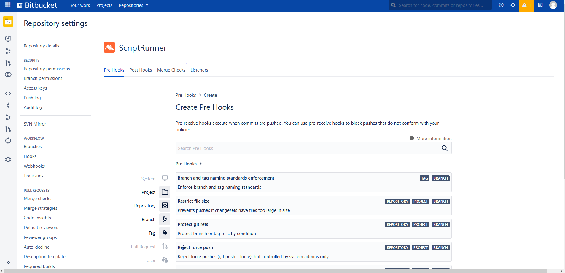 Why can't I make a custom pre-hook in a project