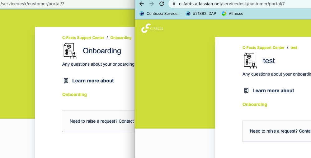Name of customer portal different when logged in