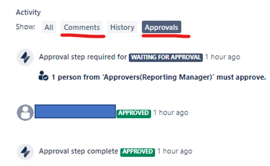 Visibility in approval and status