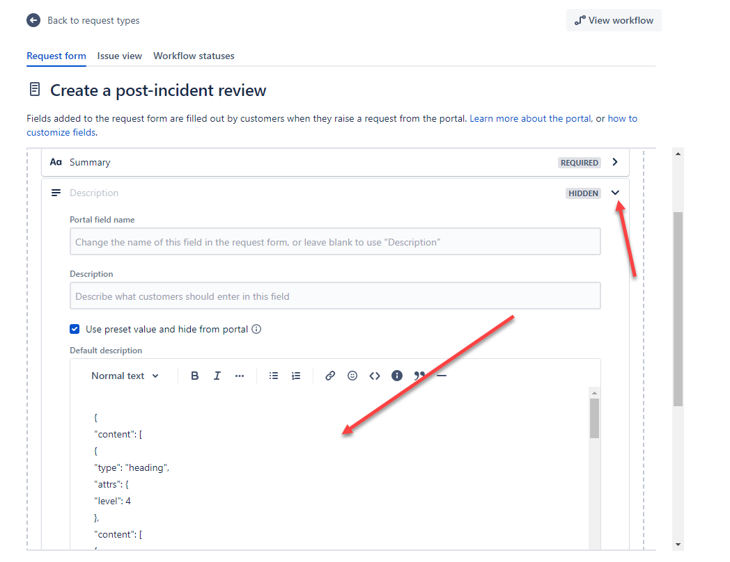 Solved: Post Incident Review request form only shows summa...