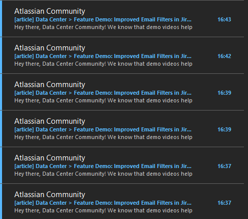JSM feature demo improved email filtering