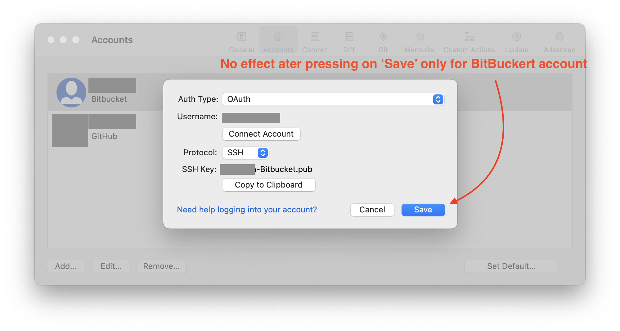 Sourcetree setup - unable to use SSH for Bitbucket