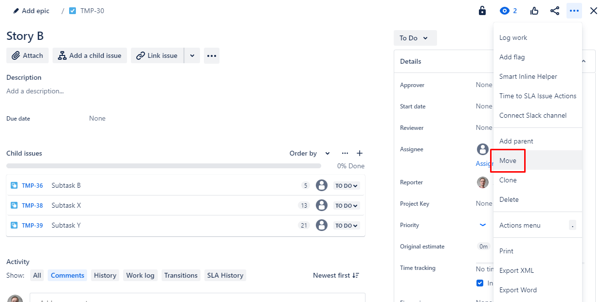 Solved: Convert issue to subtask