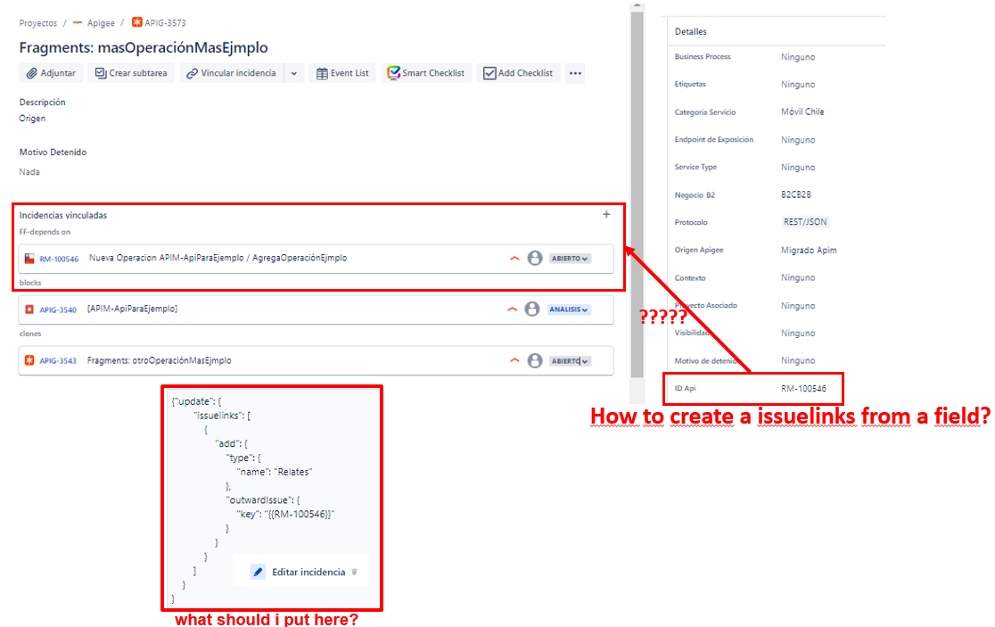 How to create a issuelinks from a field? Jira Aut...