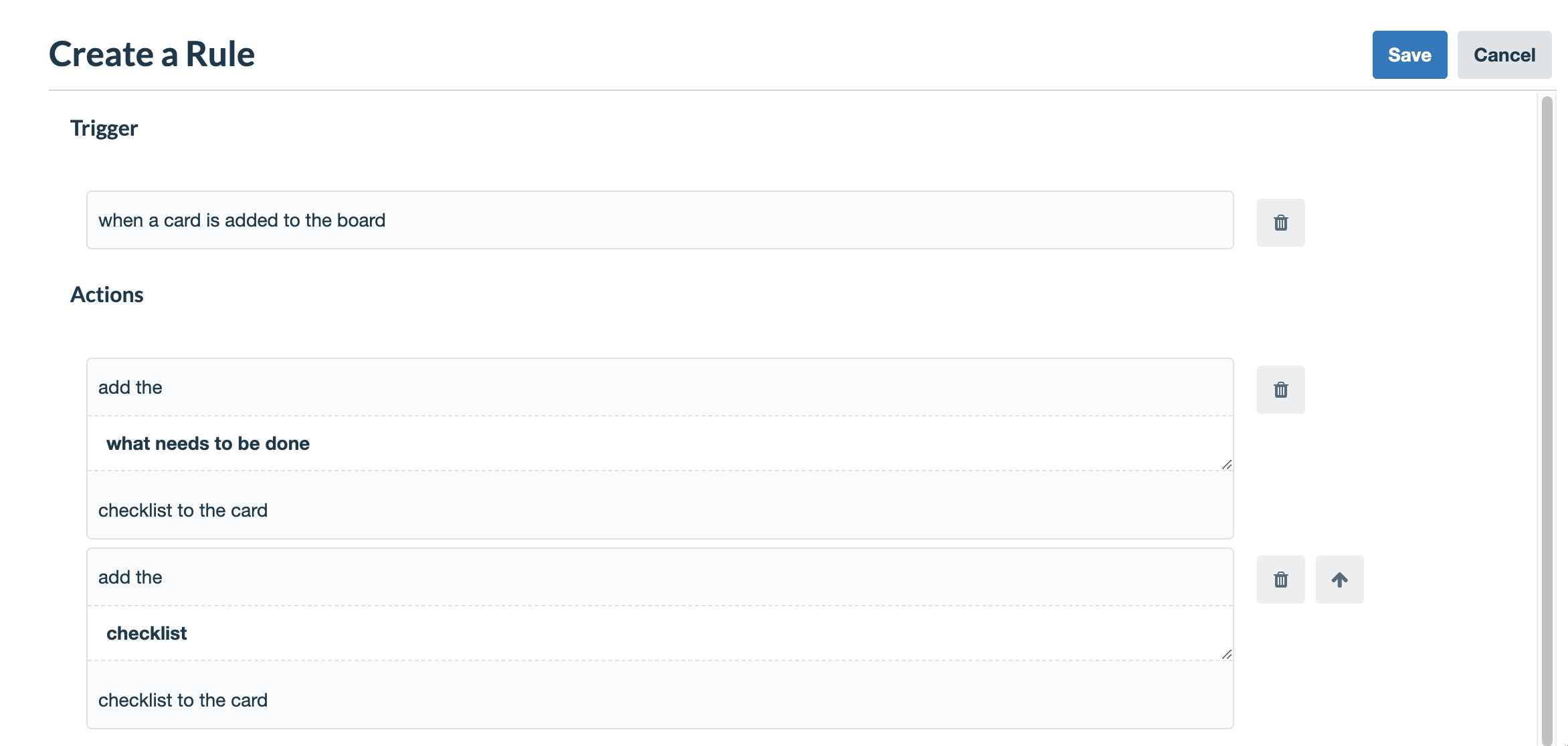 Need Checklists in template card to automatically ...