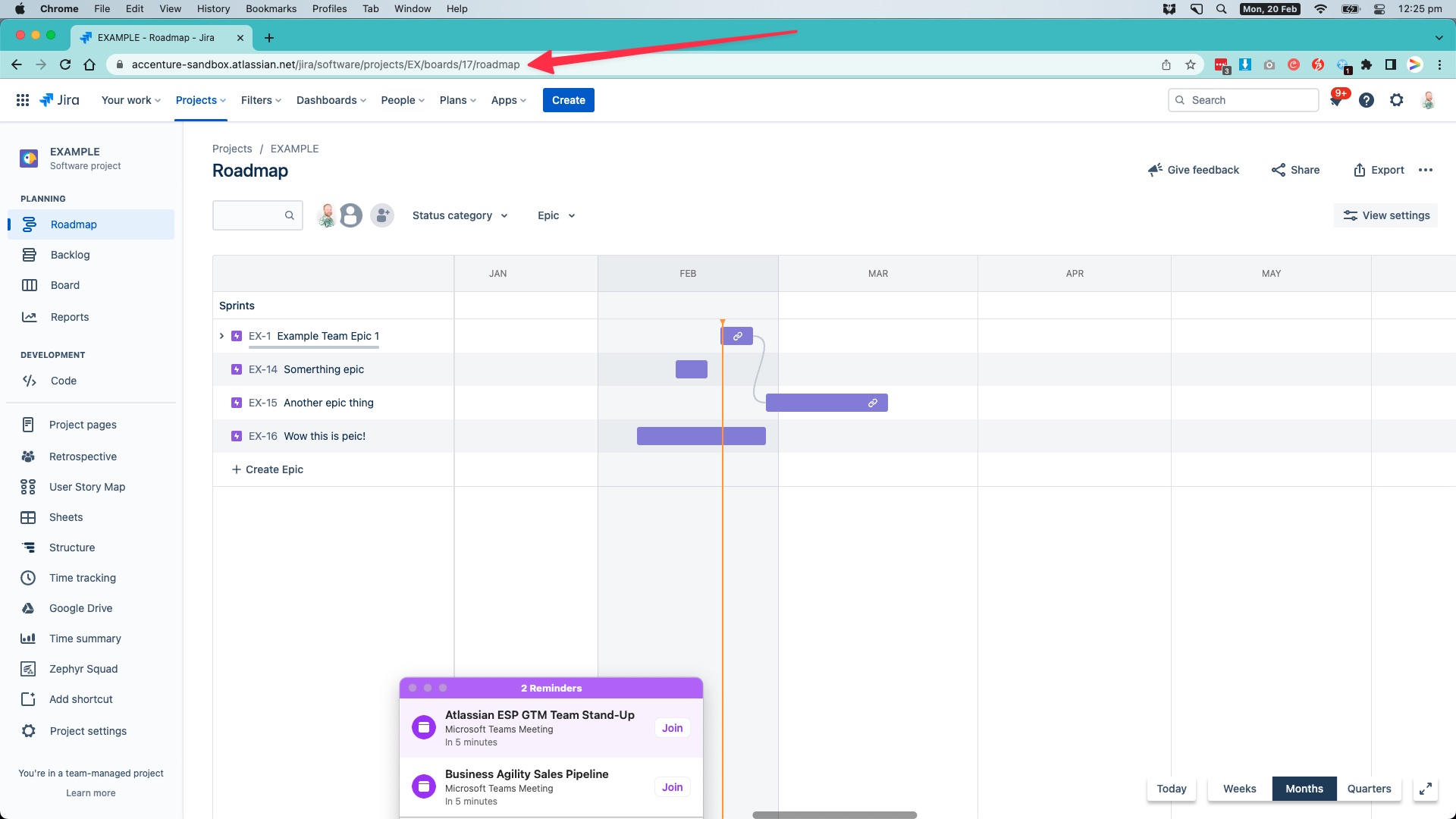 Roadmap in Confluence from Jira tickets.