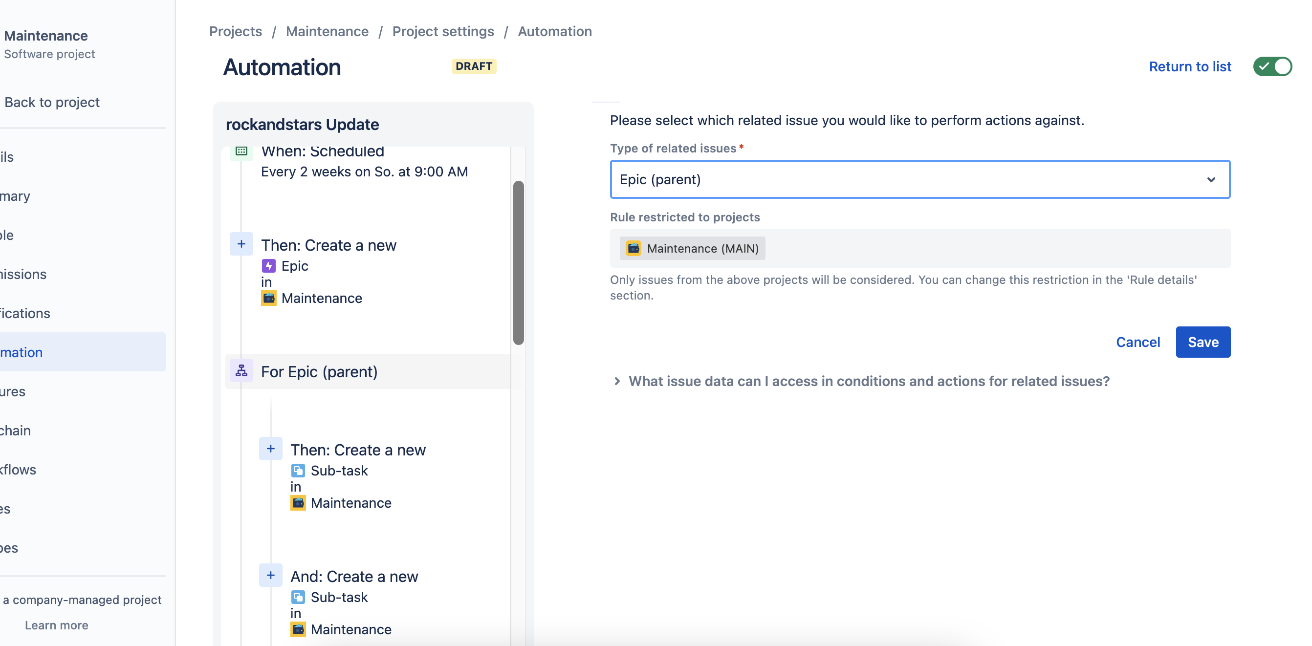 Automation Create Epic And Sub Tasks 