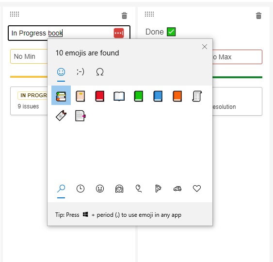 Emojis in board columns