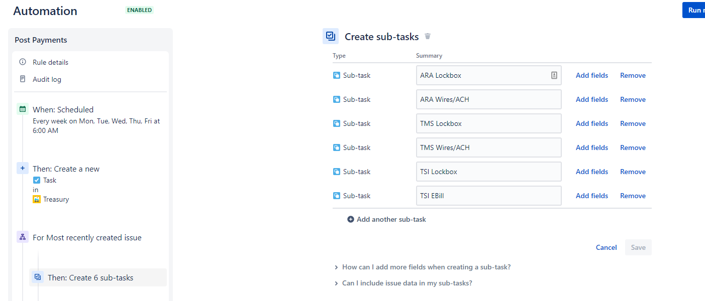 Error When Creating Sub Tasks In Automation