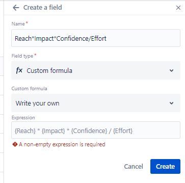 Create a RICE Method custom formula for JIRA Produ...