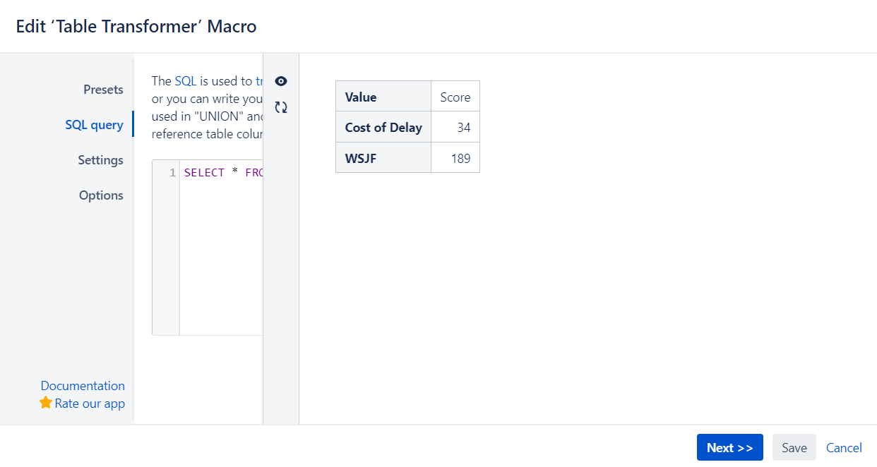 Table Transformer Macro - custom SQL