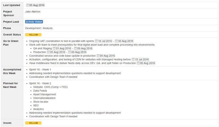 Confluence Project Management Dashboards