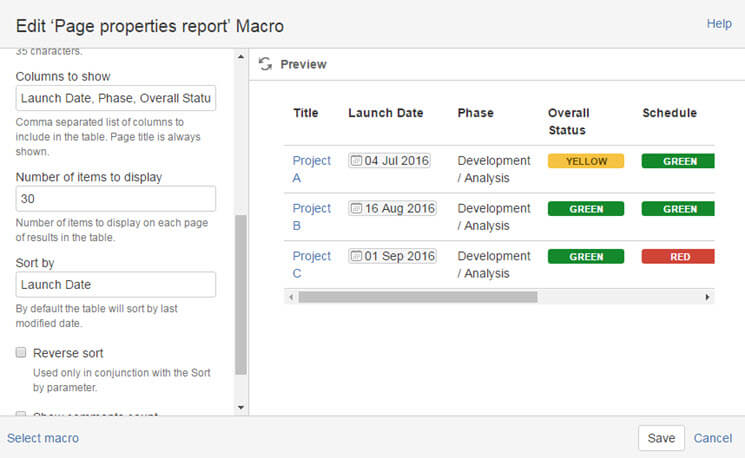Confluence Project Management Dashboards