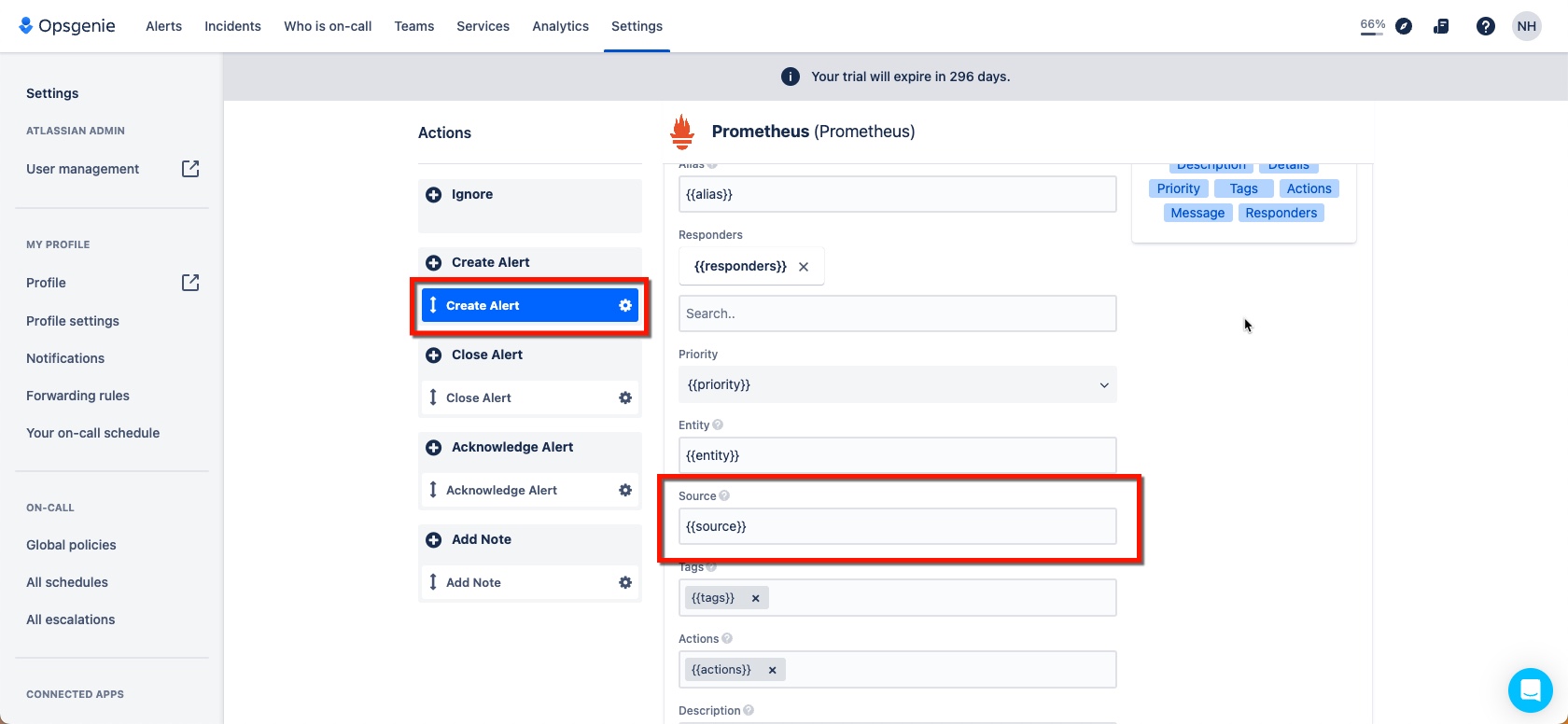 How to remove alert fields