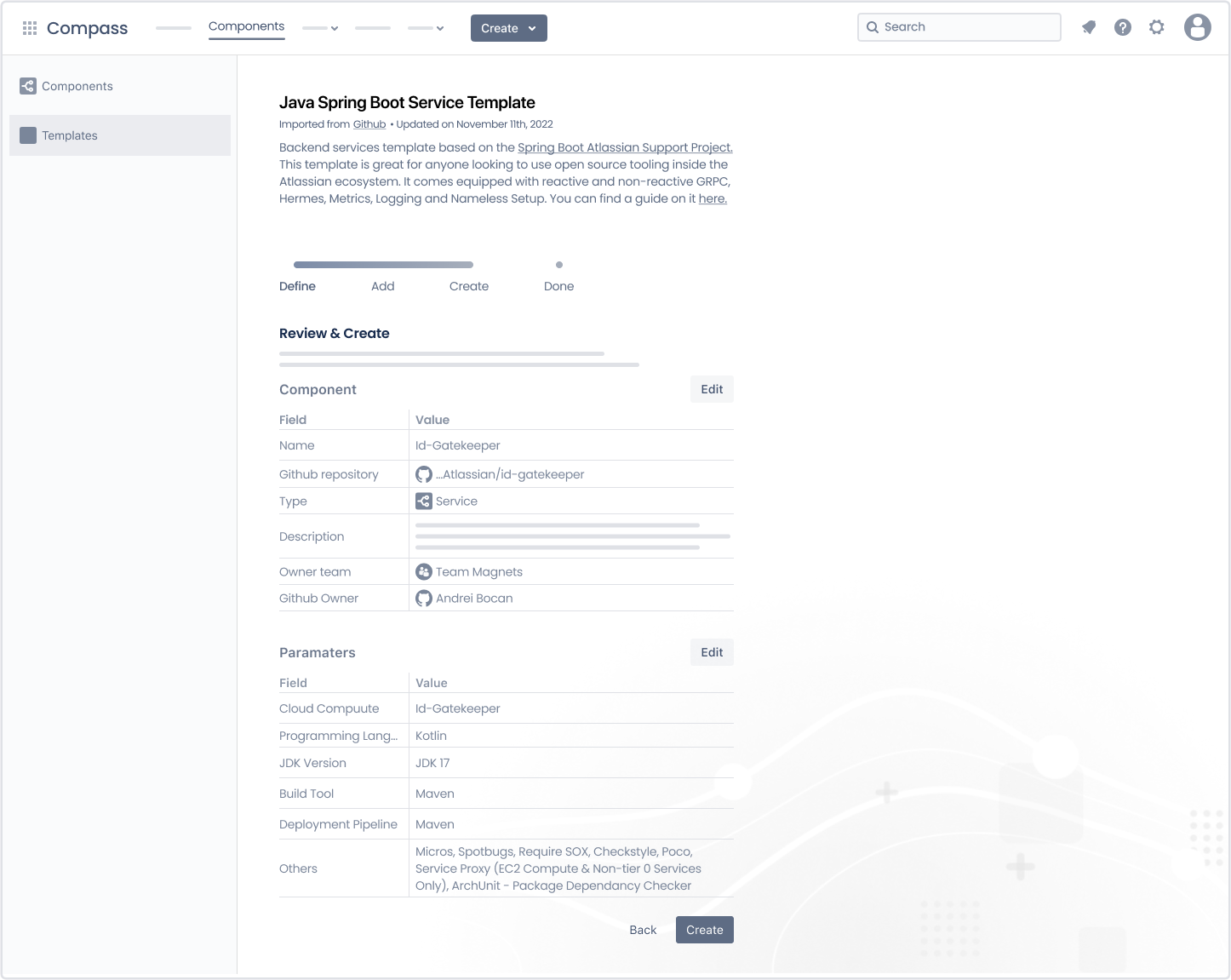 Feedback Request - First look at Compass Templates - Atlassian Community