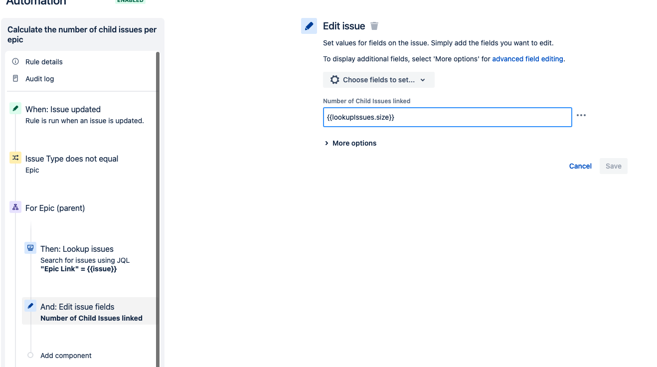 Solved: Count number of child issues linked