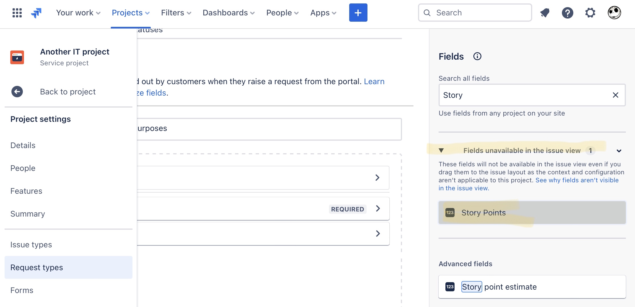 How can I add the Story Points field to the Reques...