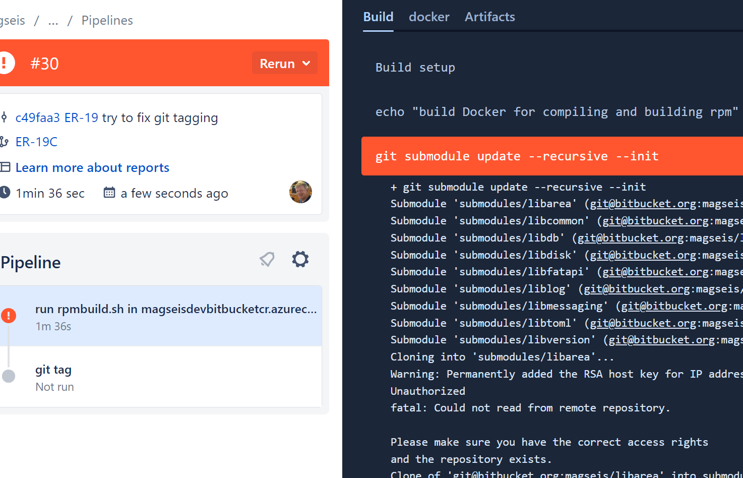 Solved: I want to run git tag as a pipeline step, git push...