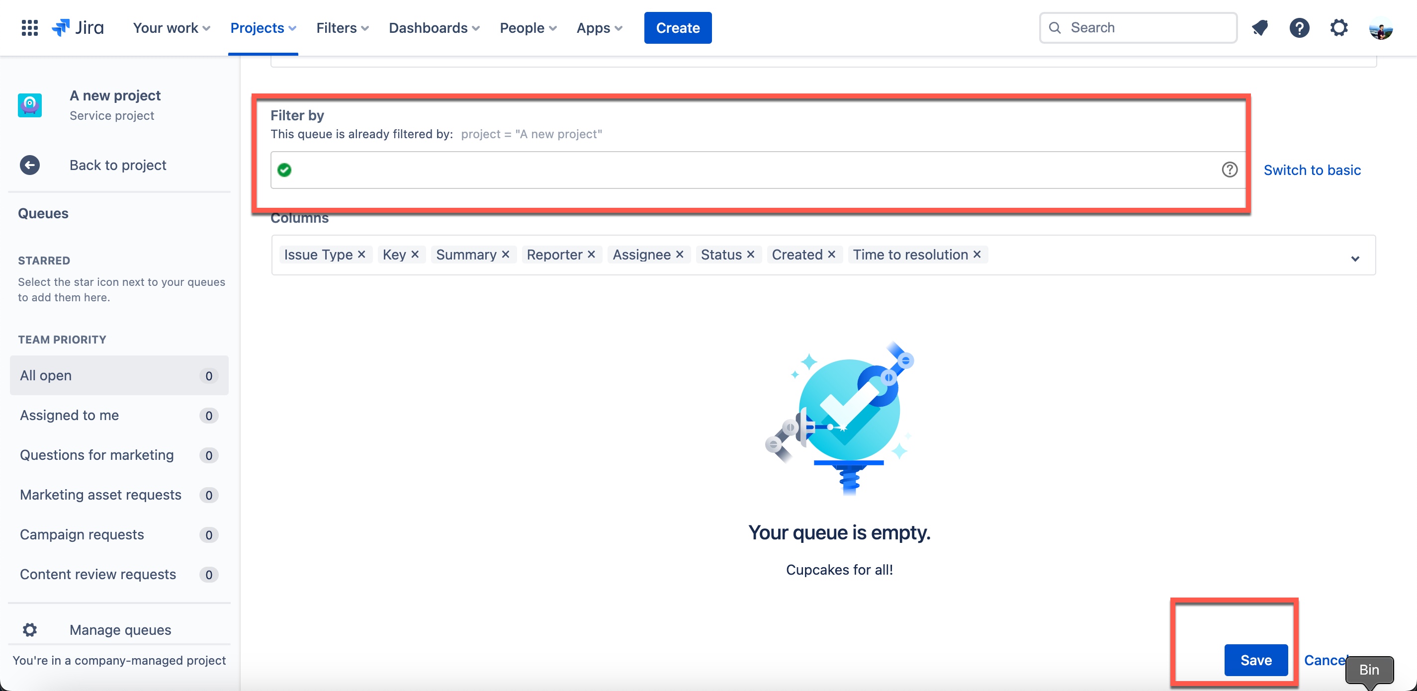 How do I include resolved requests in queue?