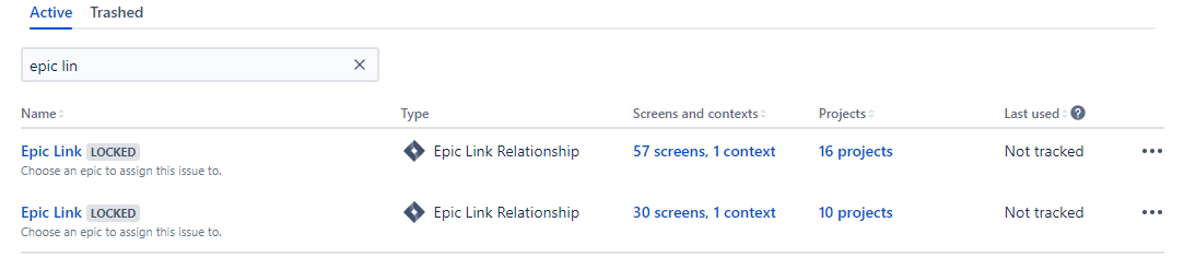 Epic link field values are missing in all the proj...