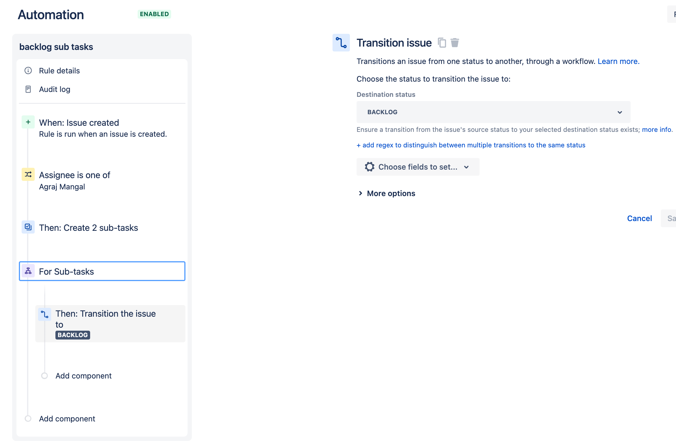 How to change the status of a subtask created as a...