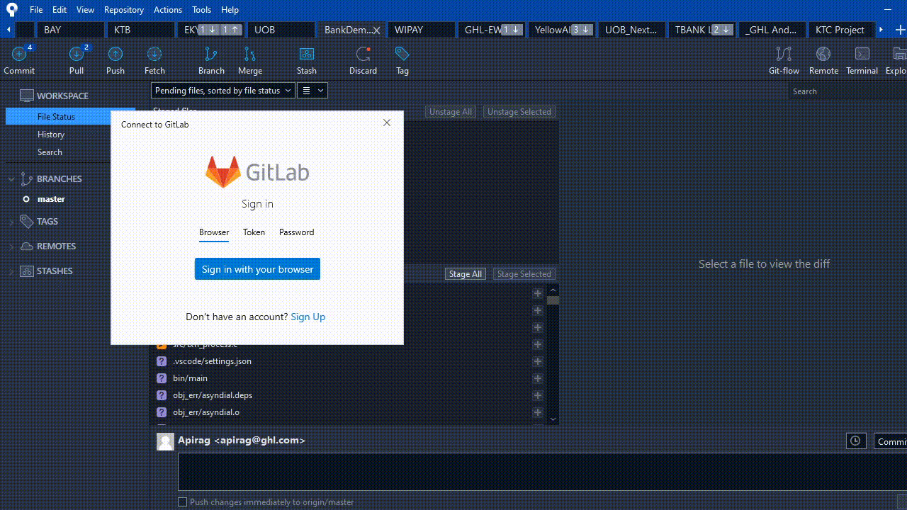 SourceTree and GitLab login problem.