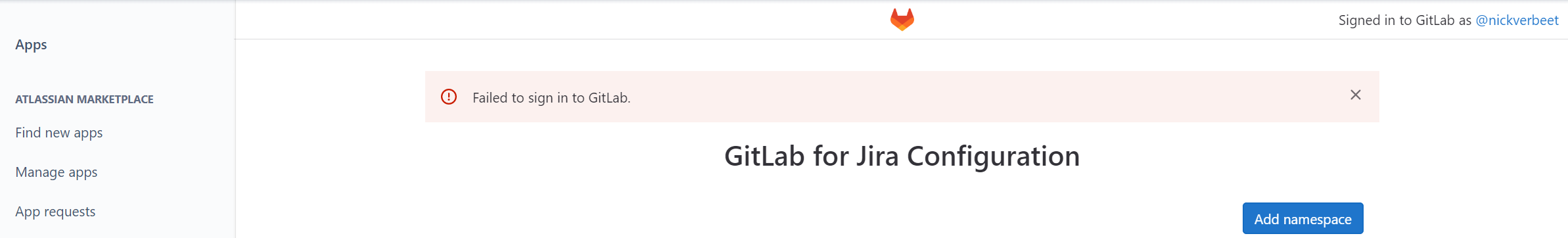 GitLab for Jira Integration Issue: "Failed to sign...