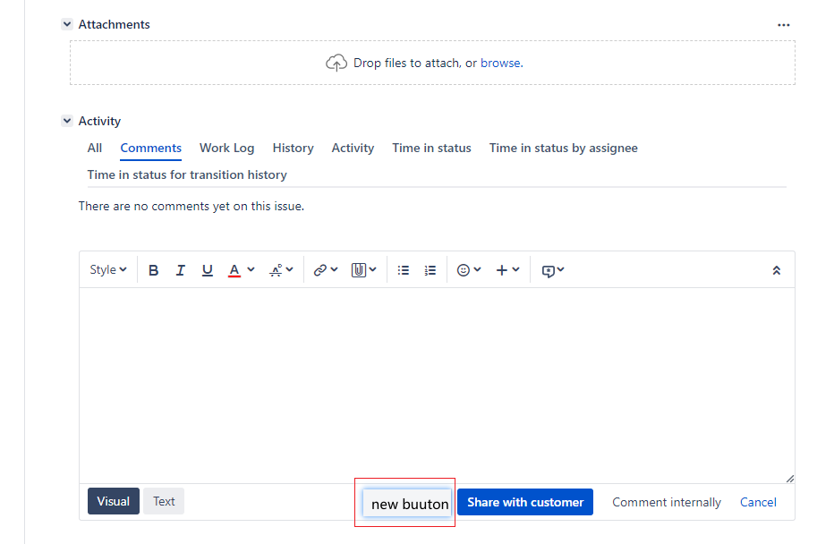 How can I add a custom button on the Comments at i...