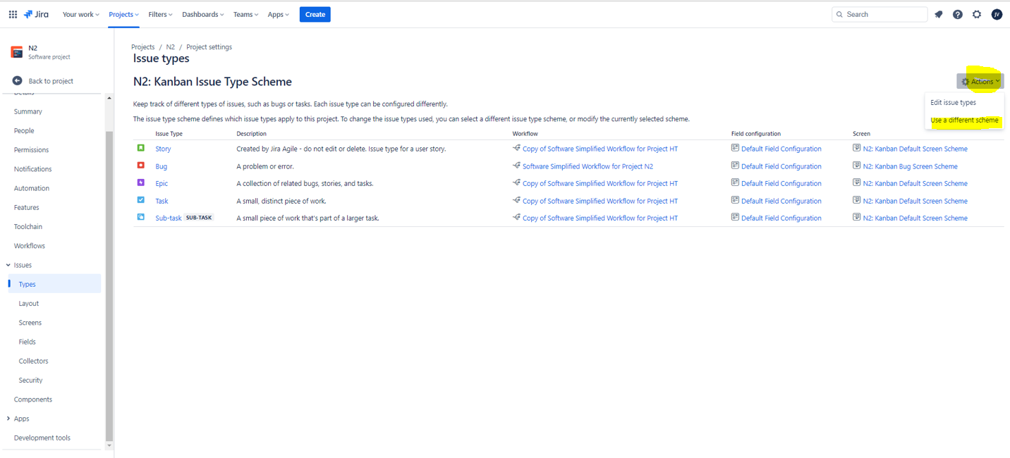 Solved: Associate new Issue type schemes to a new Project
