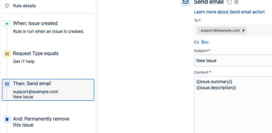 Portal Request type that sends to external email
