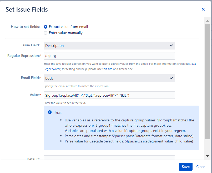 Email this issue: special characters are removed f...