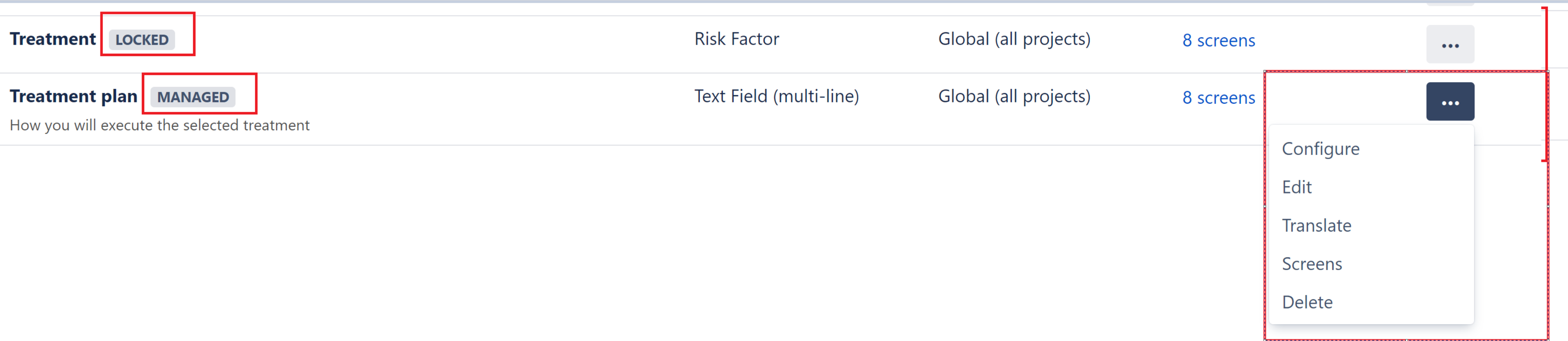 Locked Or Managed Jira Fields