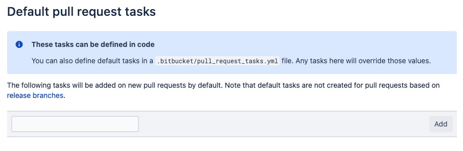 "Default pull request tasks" YAML file setup?