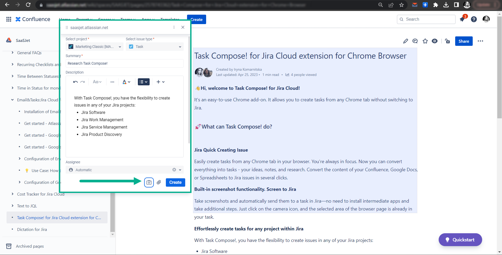 Create tasks from Google Chrome in all Jira Projec... - Atlassian Community