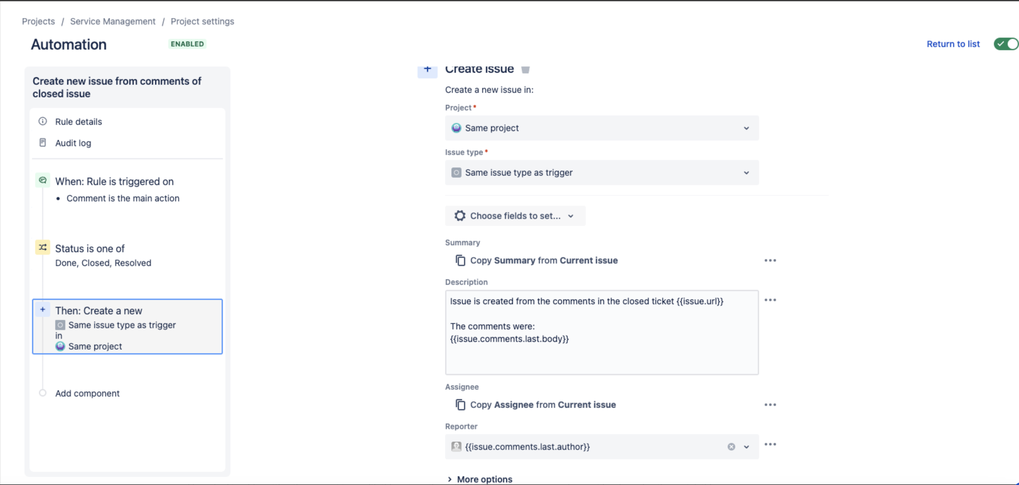 How to use automation (A4J rule) to create a new i... - Atlassian Community
