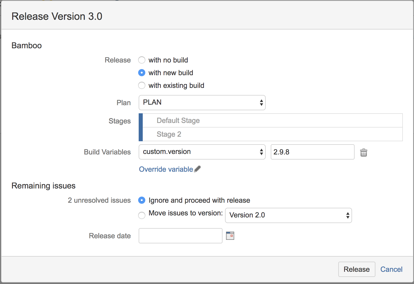 Solved: pass jira variables to bamboo on release