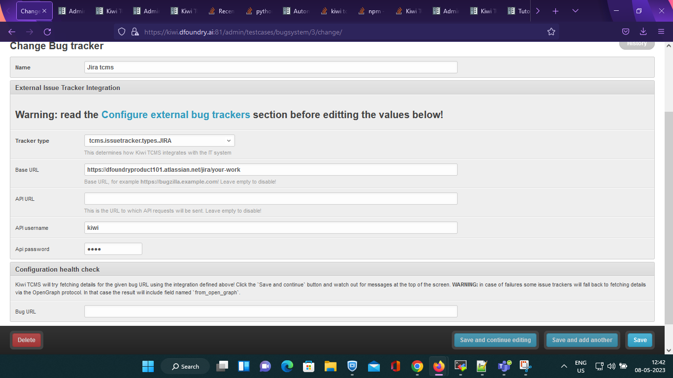Integration With Kiwi Tcms Tool For Bug Tracker 