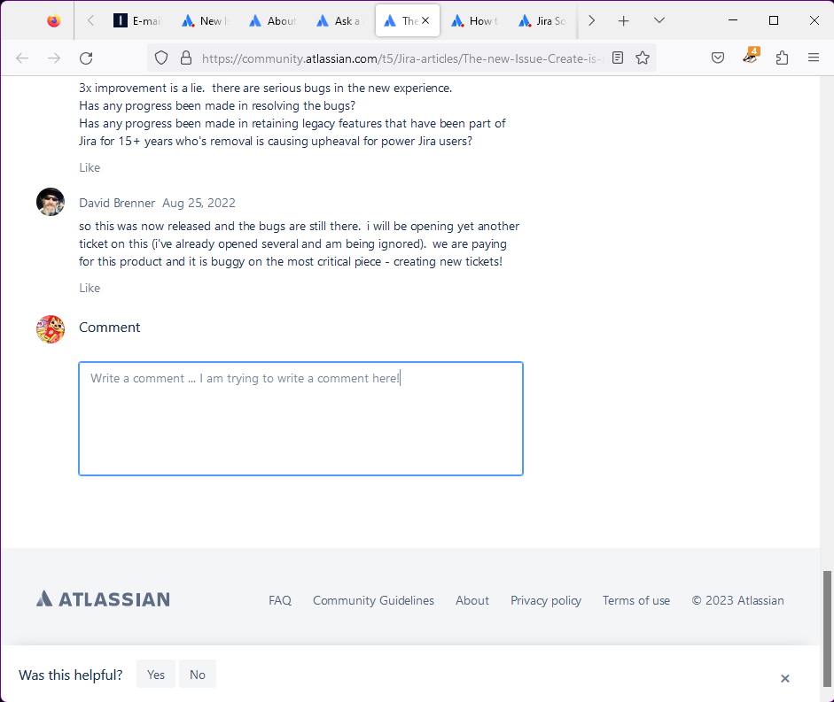 Reply Fields Not Working On Community Atlassian Pa