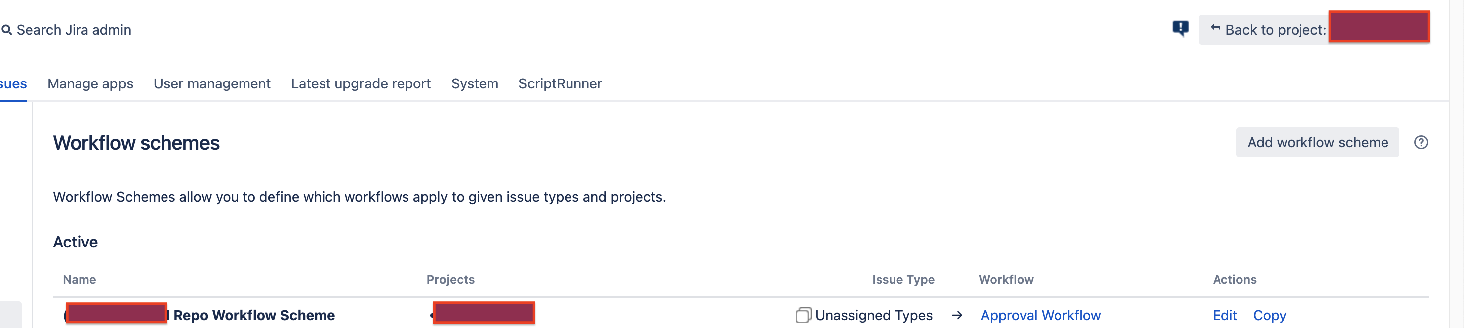 Solved: Unable to copy Workflow Schemes - Nothing happens