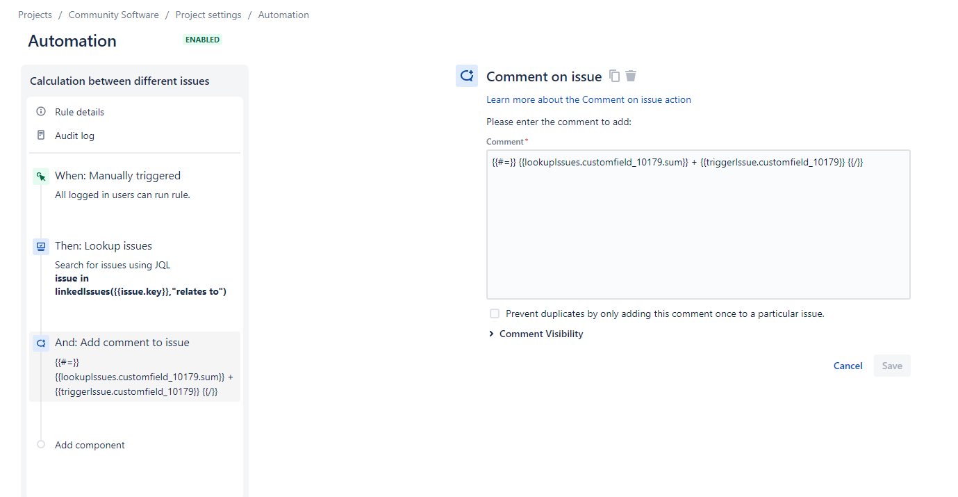 Solved: Calculation between different issues