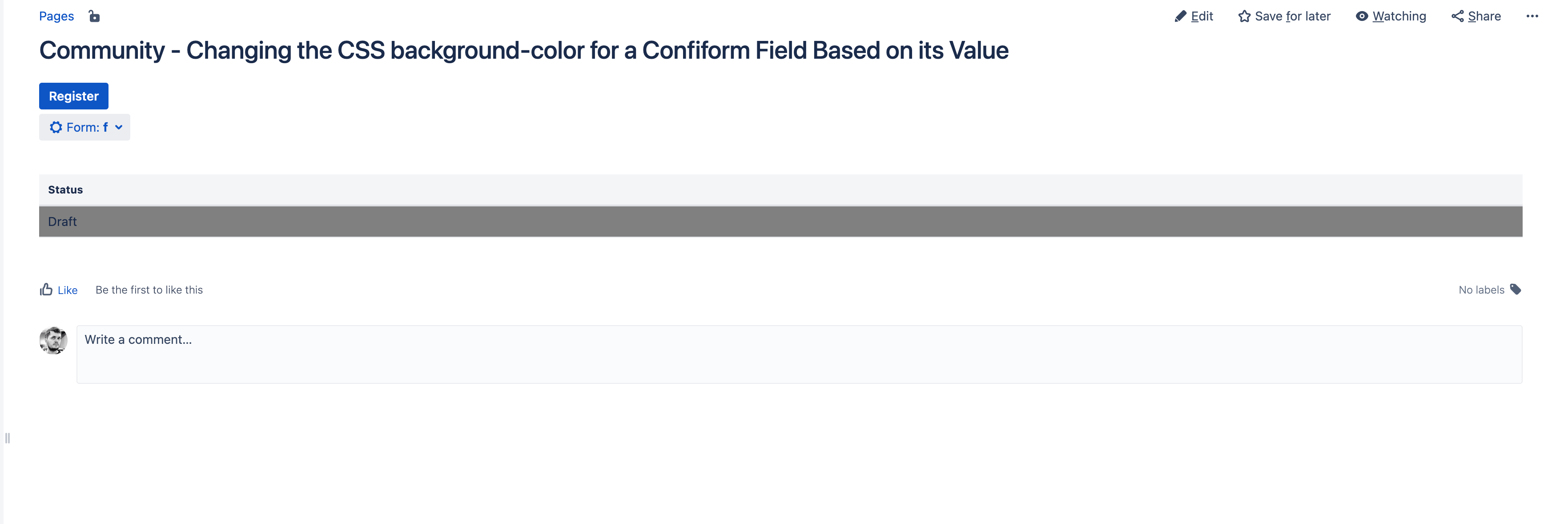 Solved: Changing the CSS background-color for a Confiform ...