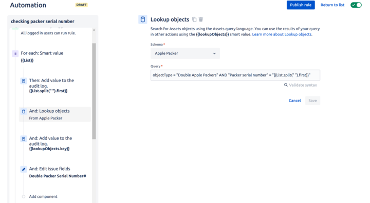Selecting multiple object assets in insight object...
