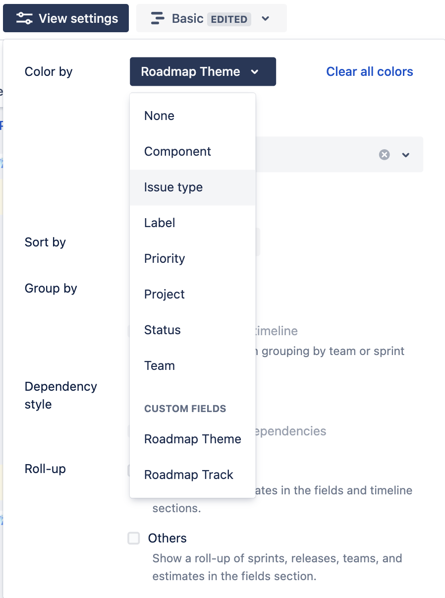 how to change sub task colour in advanced roadmap