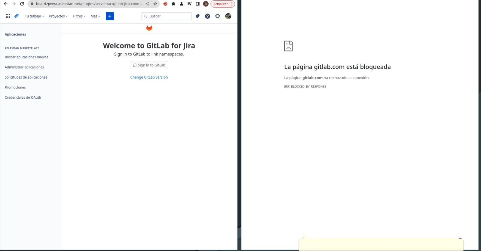 Problems with GitLab for Jira