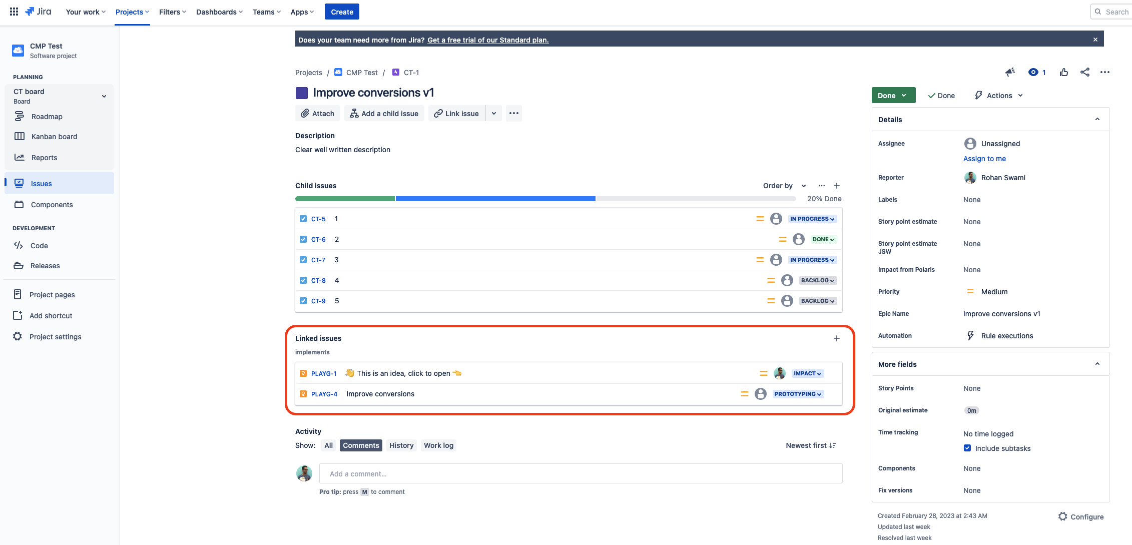 add link from Jira Software back to Jira PD 'idea'...