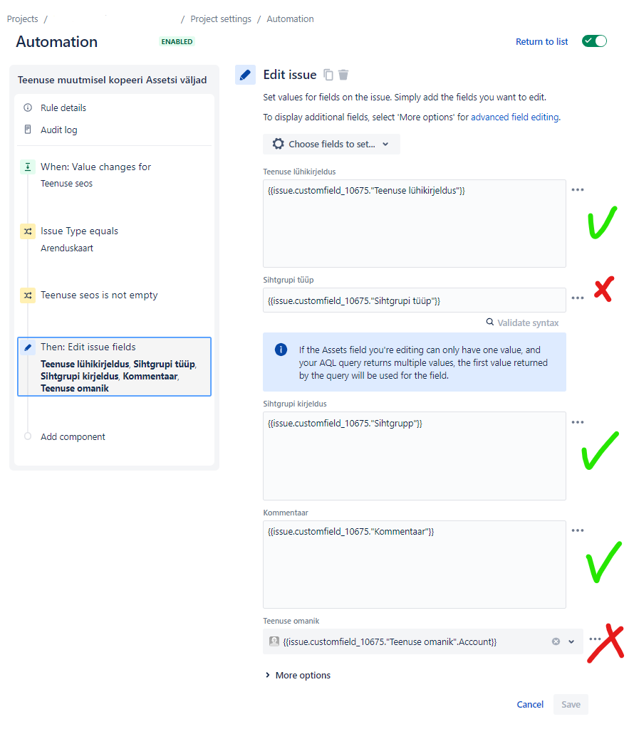 Solved: Copying Assets field values to Jira custom field