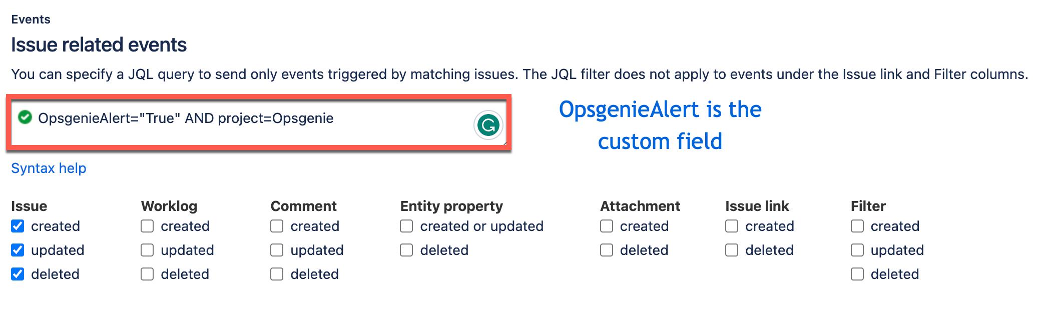 Can you limit an alert from JSM based on an issue ...