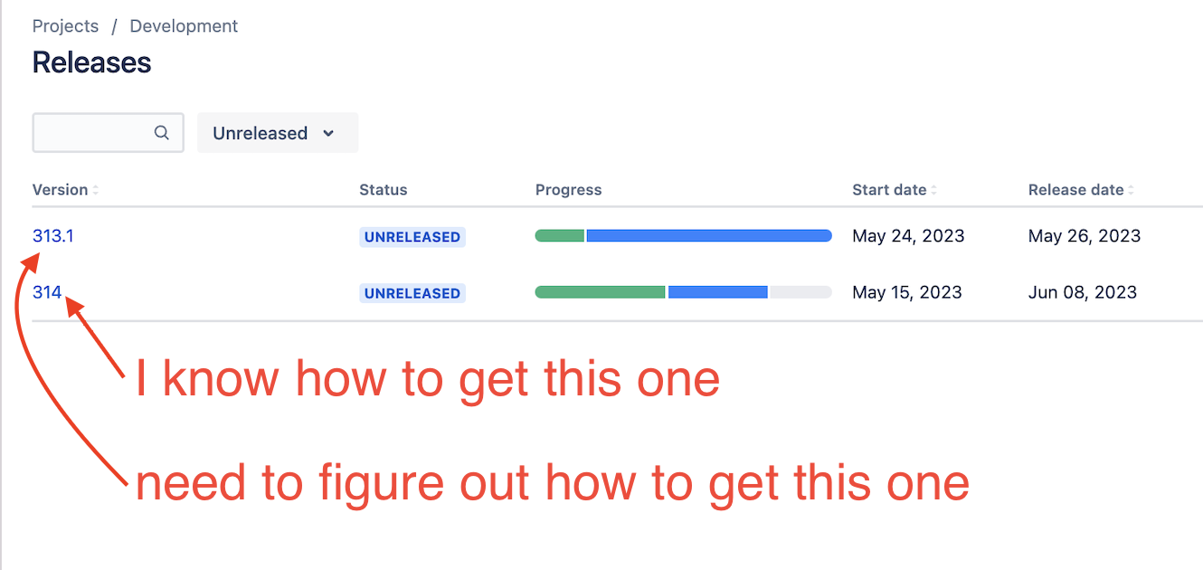 JQL query for 2nd earliest unreleased version?