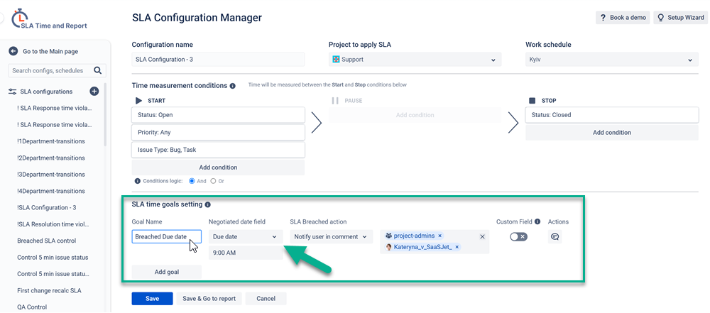 Red colour when due date is breached